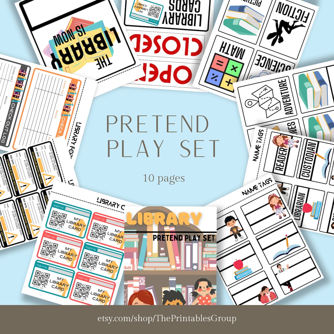 Library Pretend Play Set Printable | Readers Interactive Play Set ...