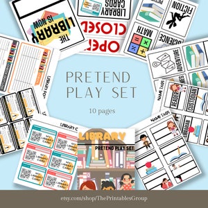 Library Pretend Play Set Printable | Readers Interactive Play Set ...
