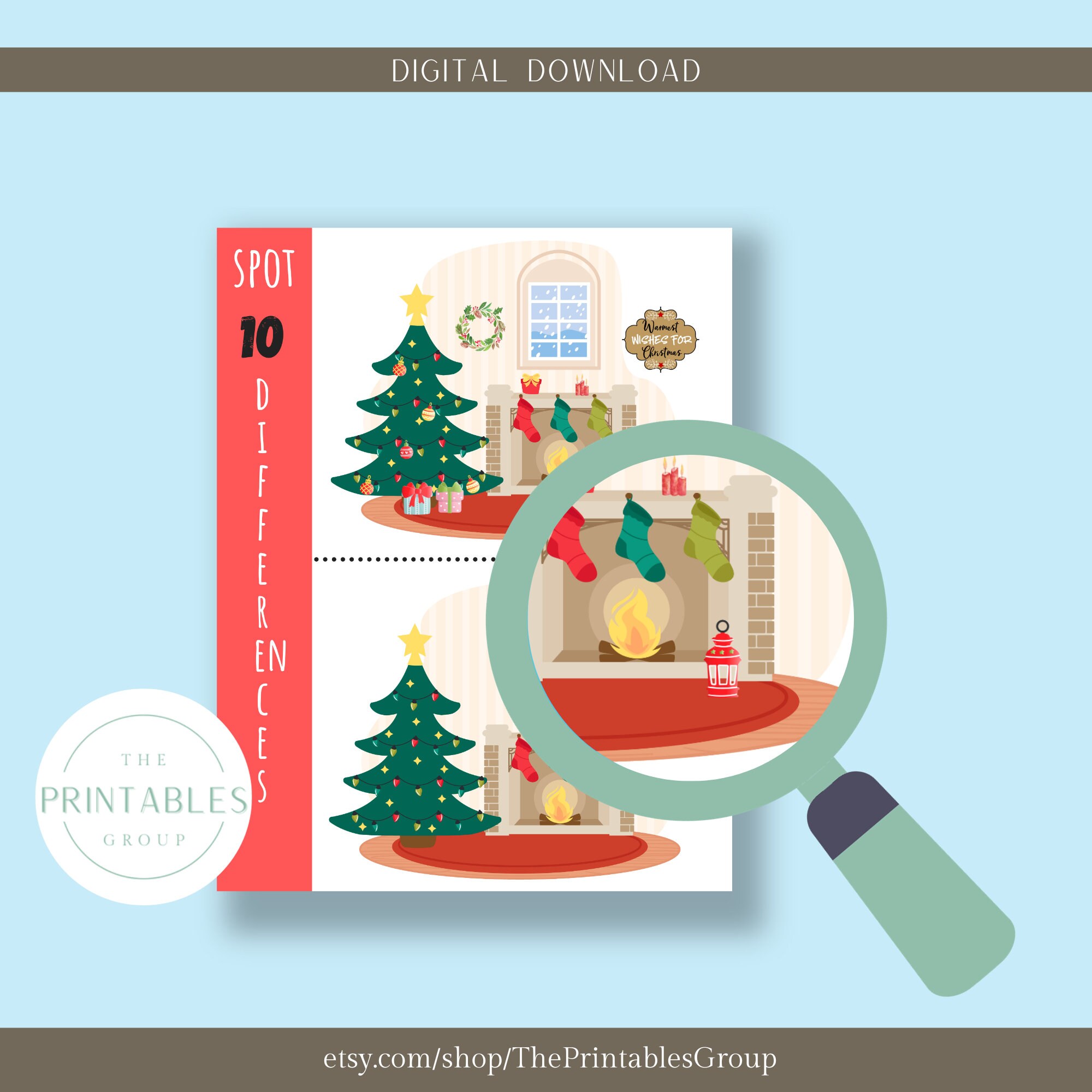 Spot the Difference Christmas Game Printable | Find the Difference Game ...