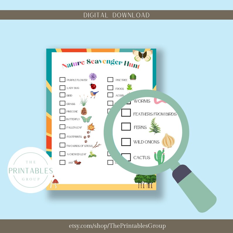Printable Nature Scavenger Hunt, Outdoor Treasure Hunt, Backyard ...