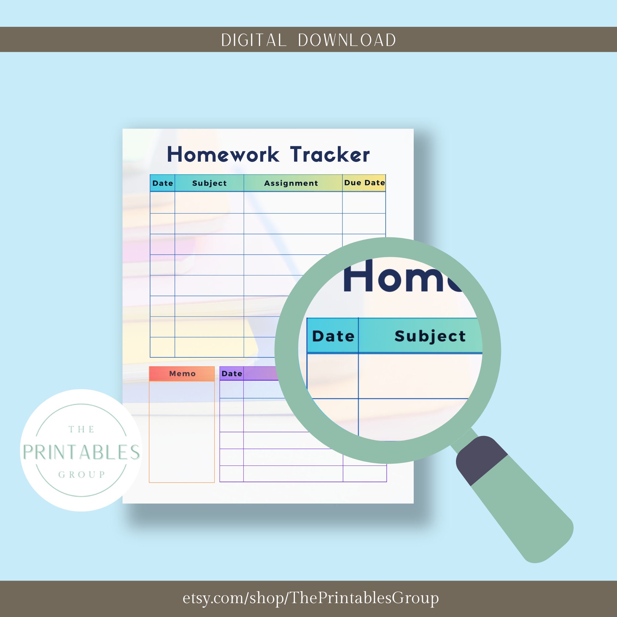 Homework Tracker Printable, Homework Planner Checklist, Student ...