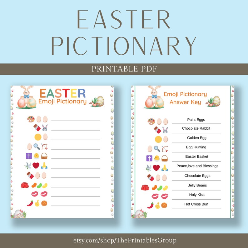 Easter Pictionary and Easter Scavenger Hunt Printable Games Bundle ...