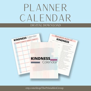Kindness Calendar Printable, Random Acts of Kindness List, Gratitude ...