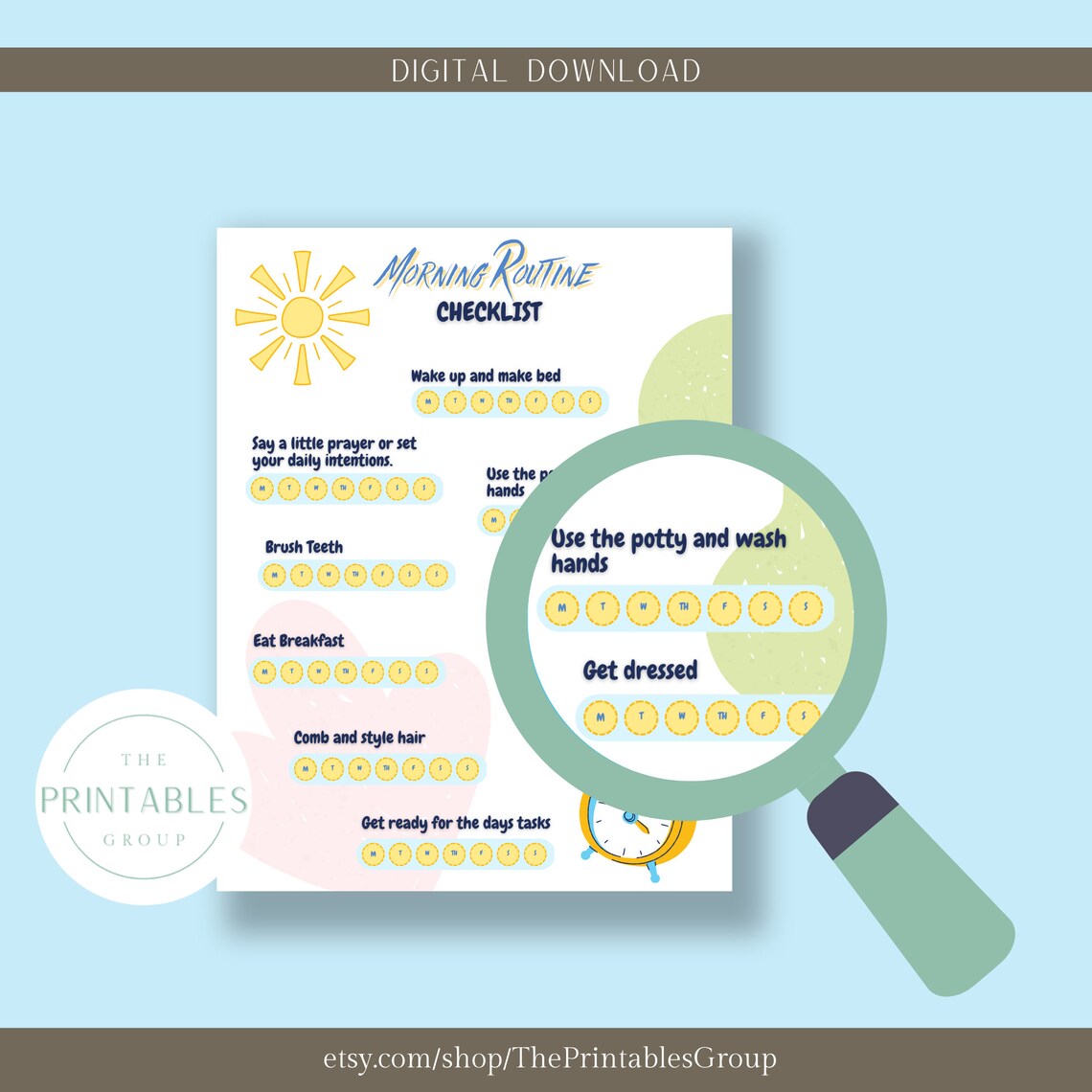 Morning Routine Checklist Printable, Kids Day Routine Checklist, Ready ...