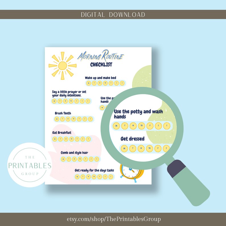 Morning Routine Checklist Printable, Kids Day Routine Checklist, Ready ...