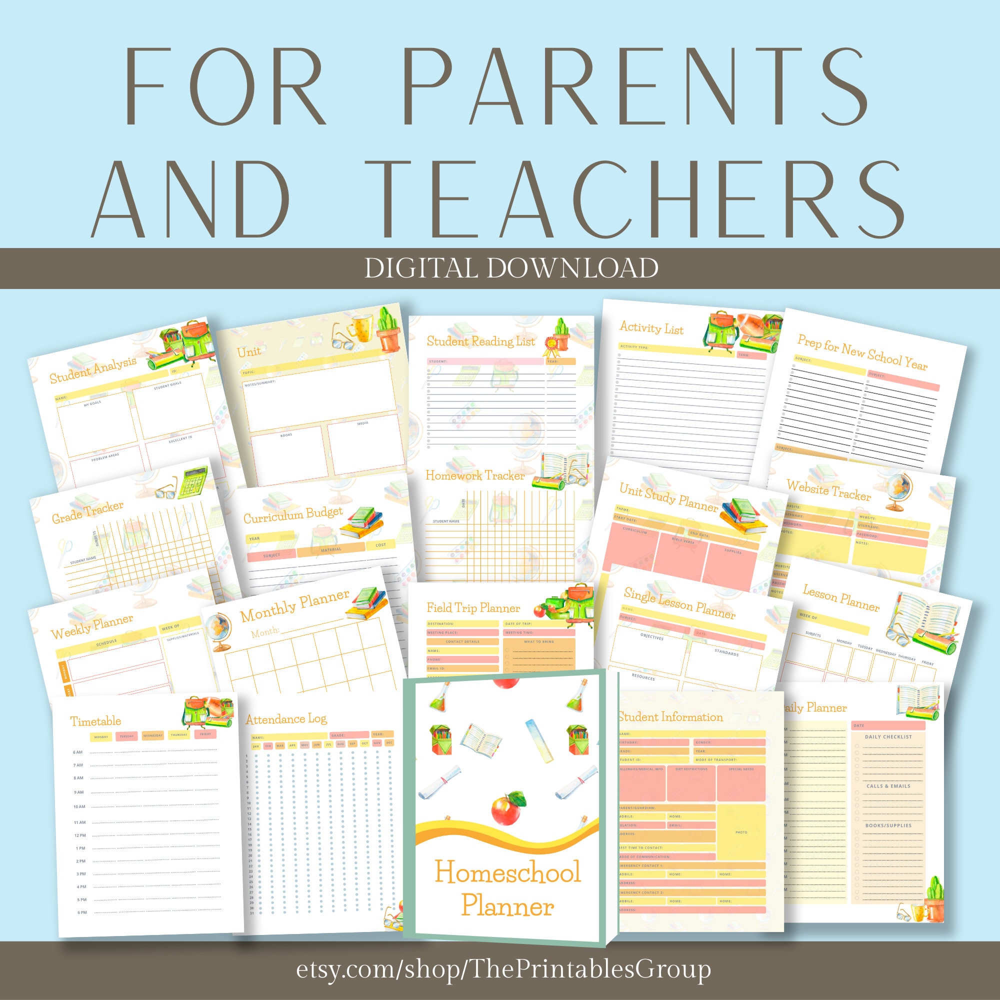 Homeschool Planner Printable | Homeschooling Lesson Plan | Grade Record ...