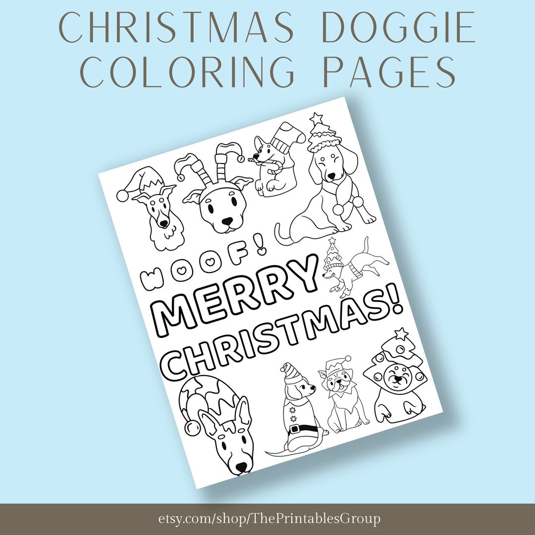 Christmas Doggie Coloring Pages Printable, Holiday Pet Coloring Book ...