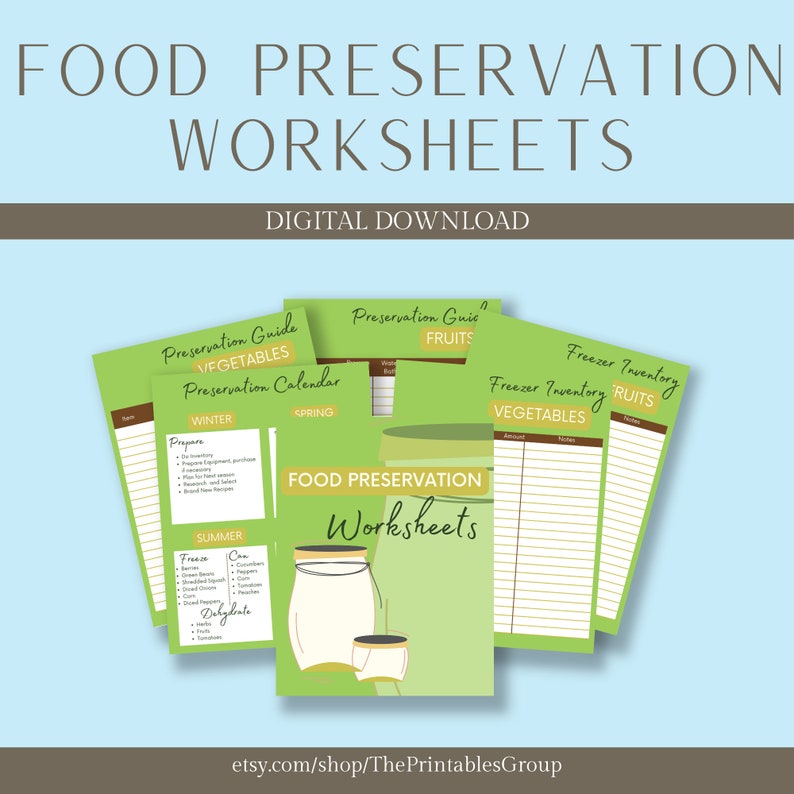 Food Preservation Worksheet, Fruits and Vegetables Freezer Inventory ...