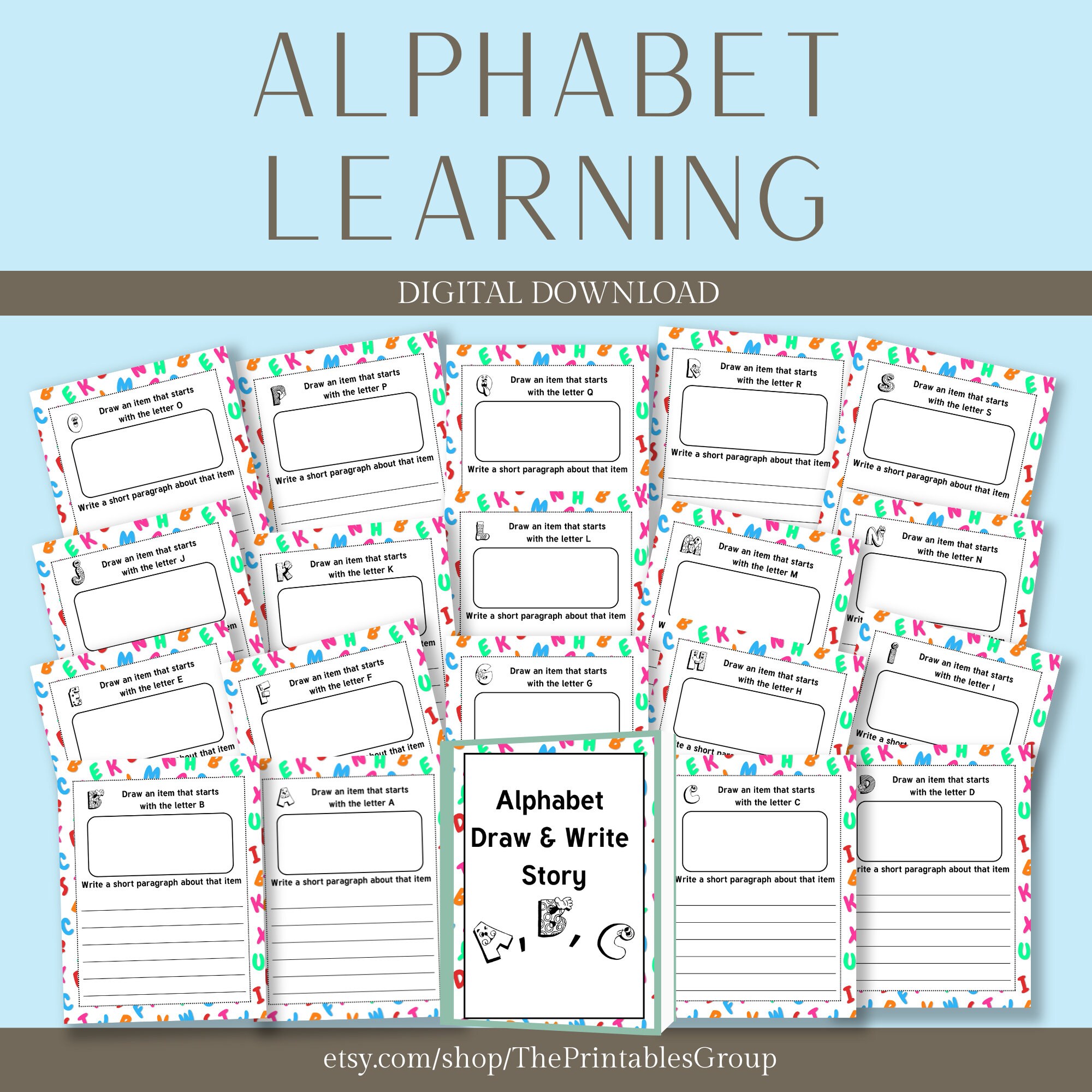 Alphabet Draw and Write Story Printable Creative Alphabet Learning ABC ...