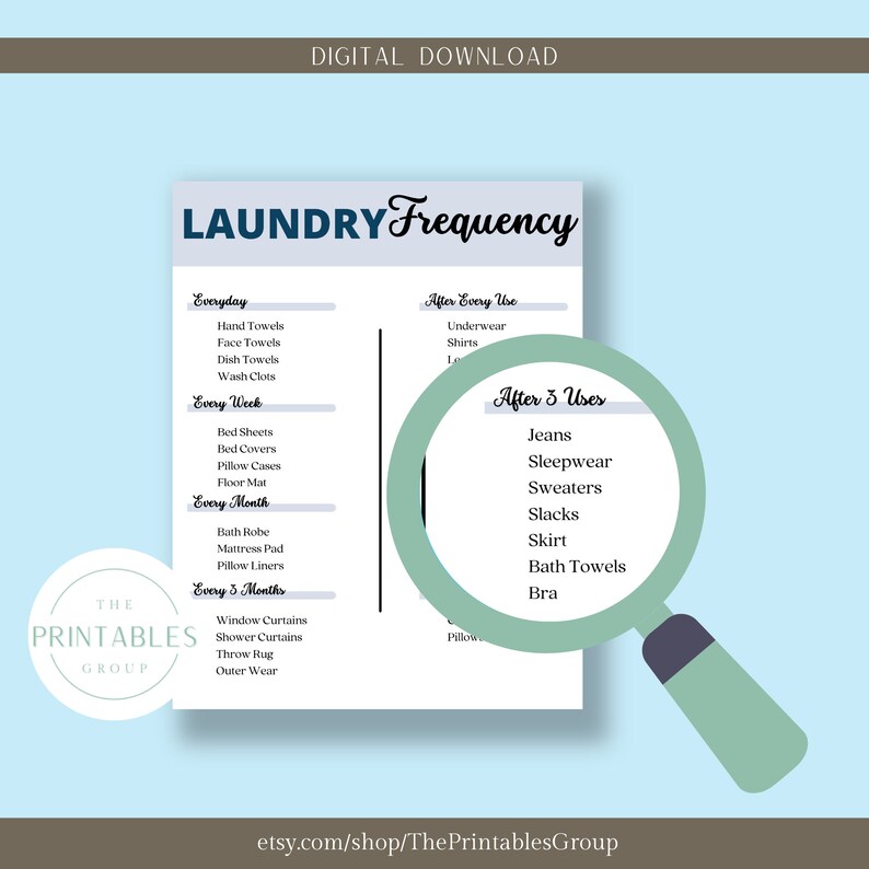 Laundry Schedule and Laundry Room Labels Printable Bundle | Laundry ...