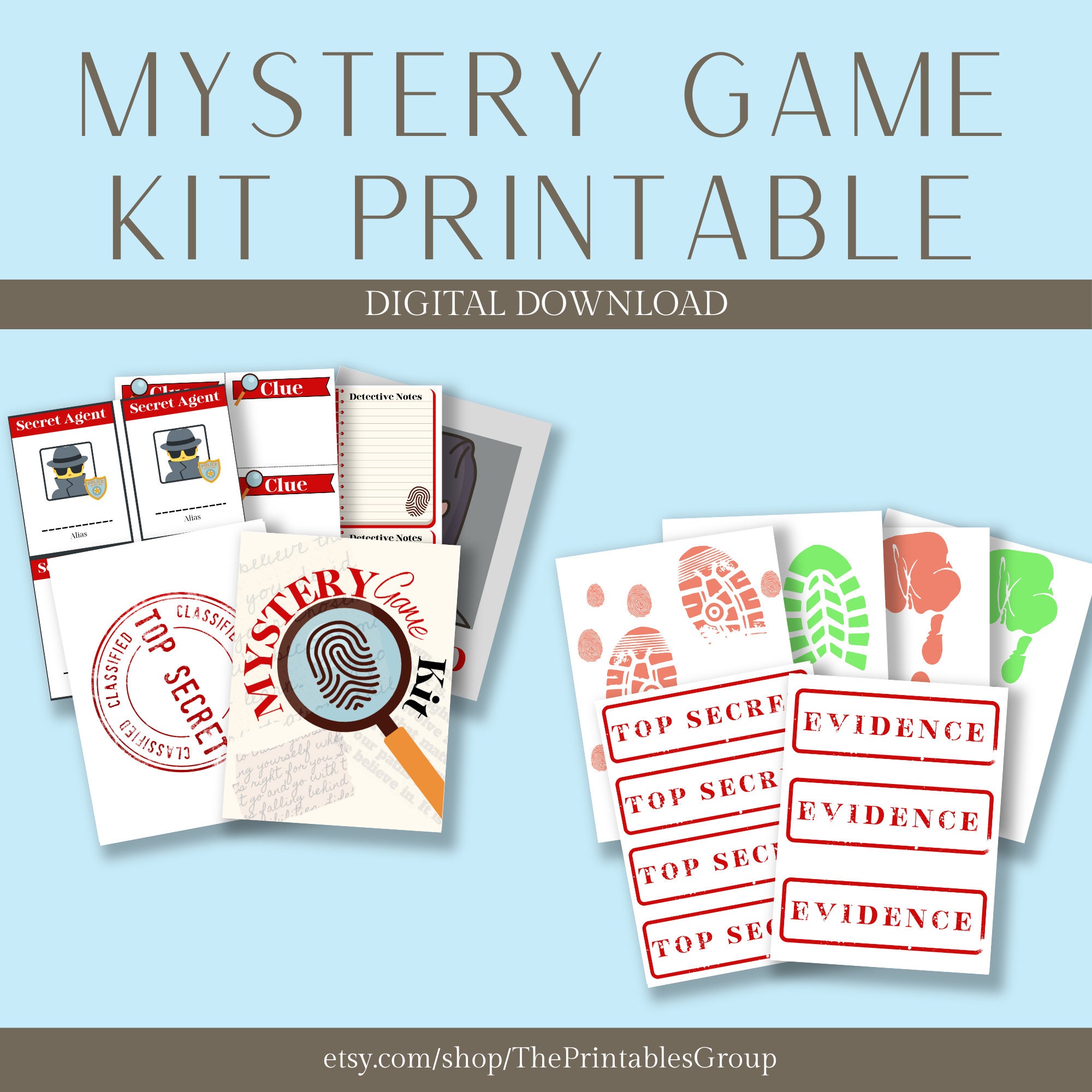 Mystery Game Pack Printable | Escape Room Printable Set | Detective ...