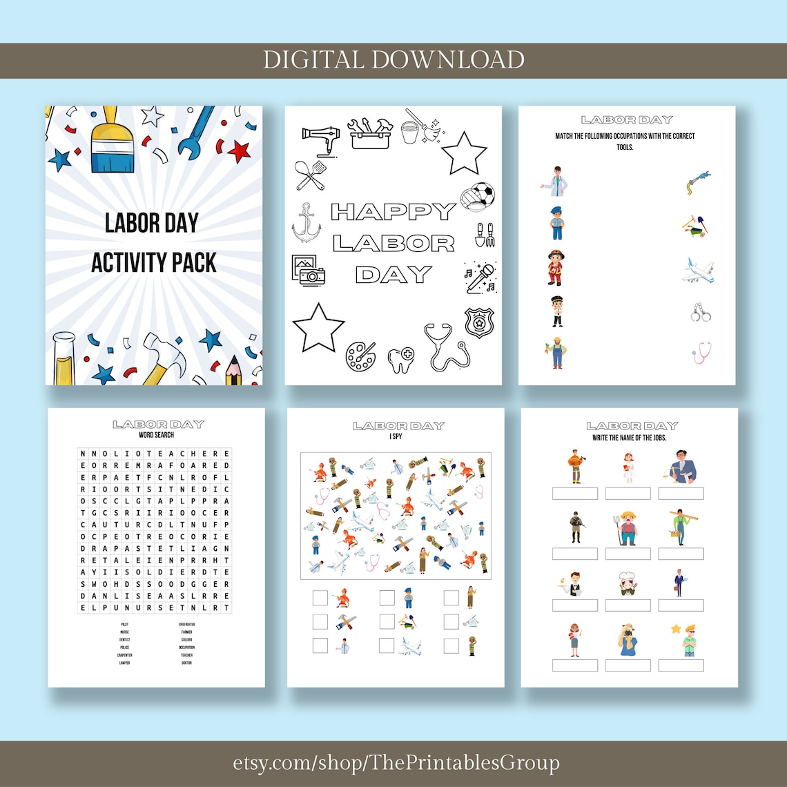 Labor Day Activity Pack Printable, Labor Day Printable Activities ...