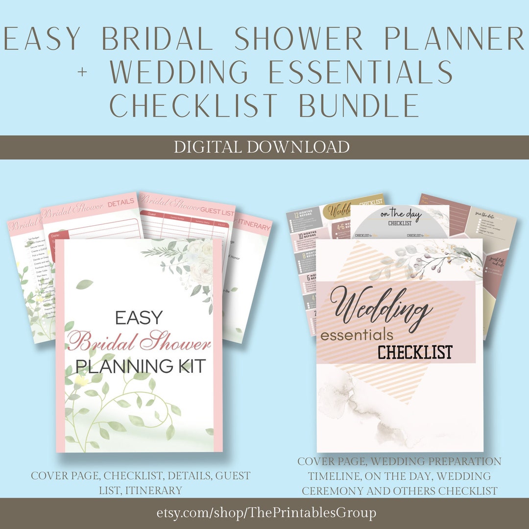 Bridal Shower and Wedding Printable Checklist Planner Bundle ...
