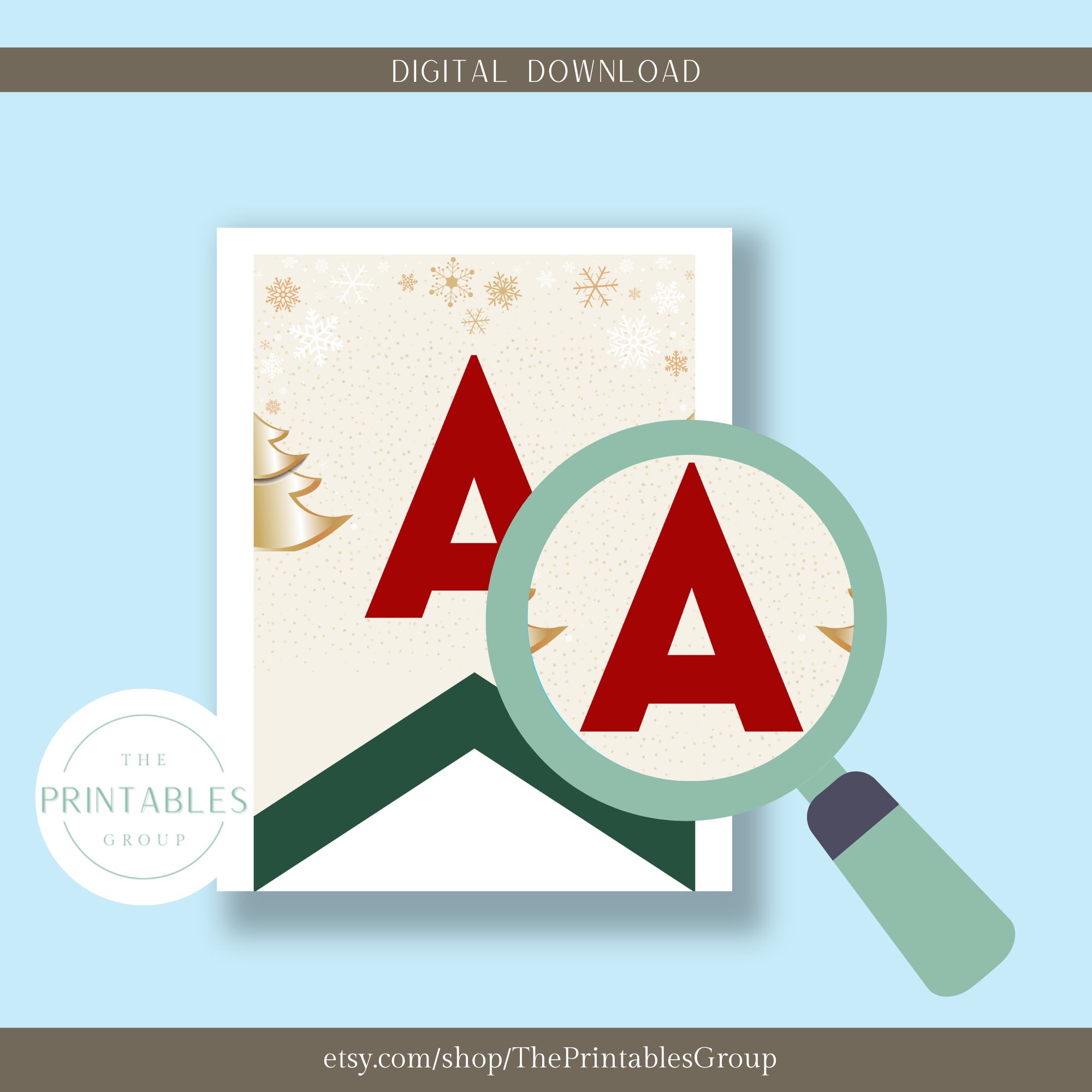 Christmas Alphabet Banner Printable, A-Z Full Alphabet Banners, Bunting ...
