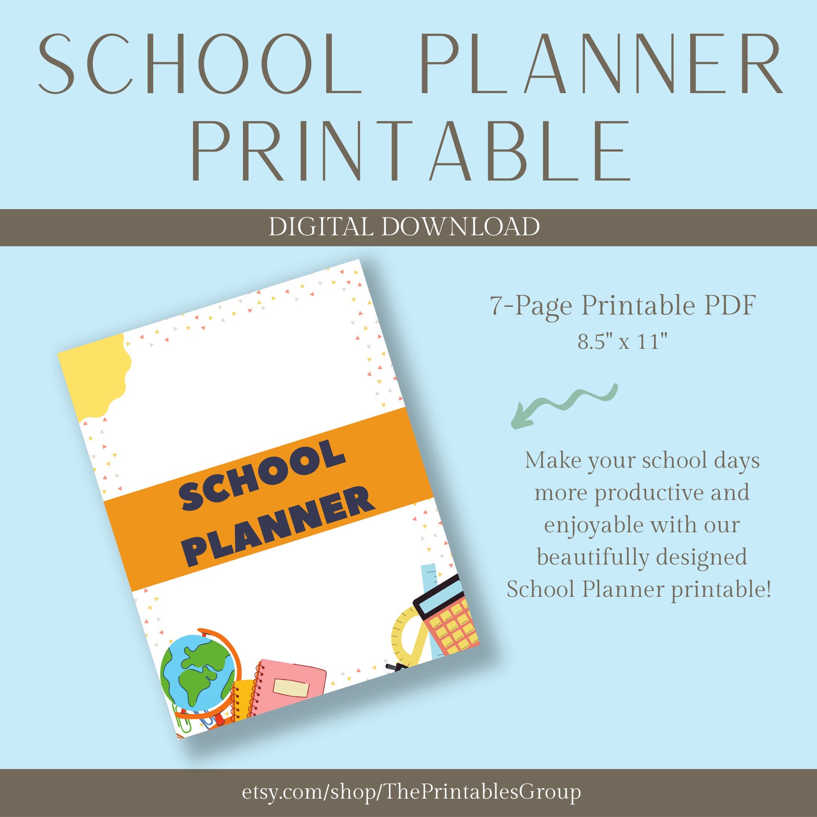 School Planner Printable, School Organization Journal, Student Planner ...