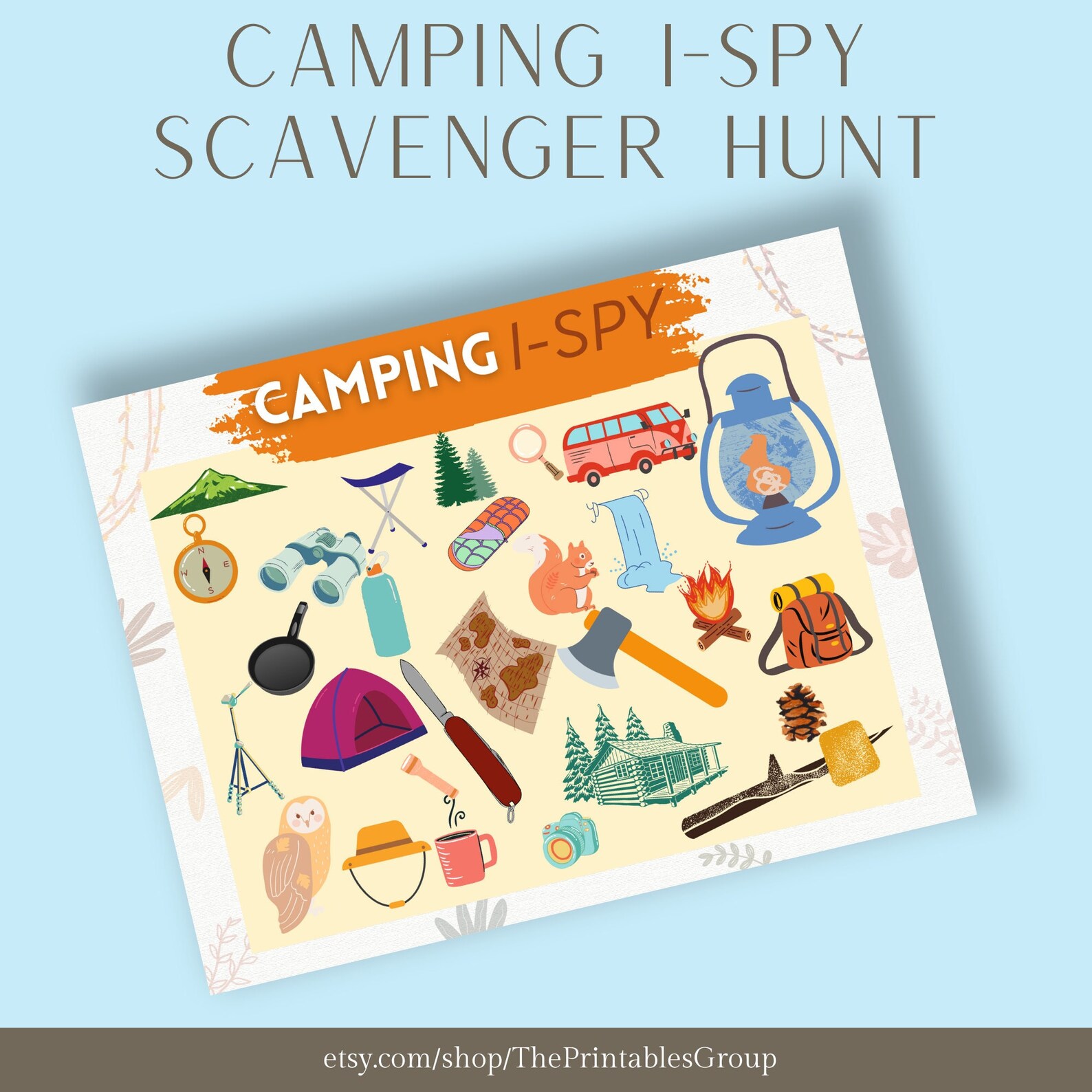 Camping I Spy Scavenger Hunt Printable, Camping Printable Games ...