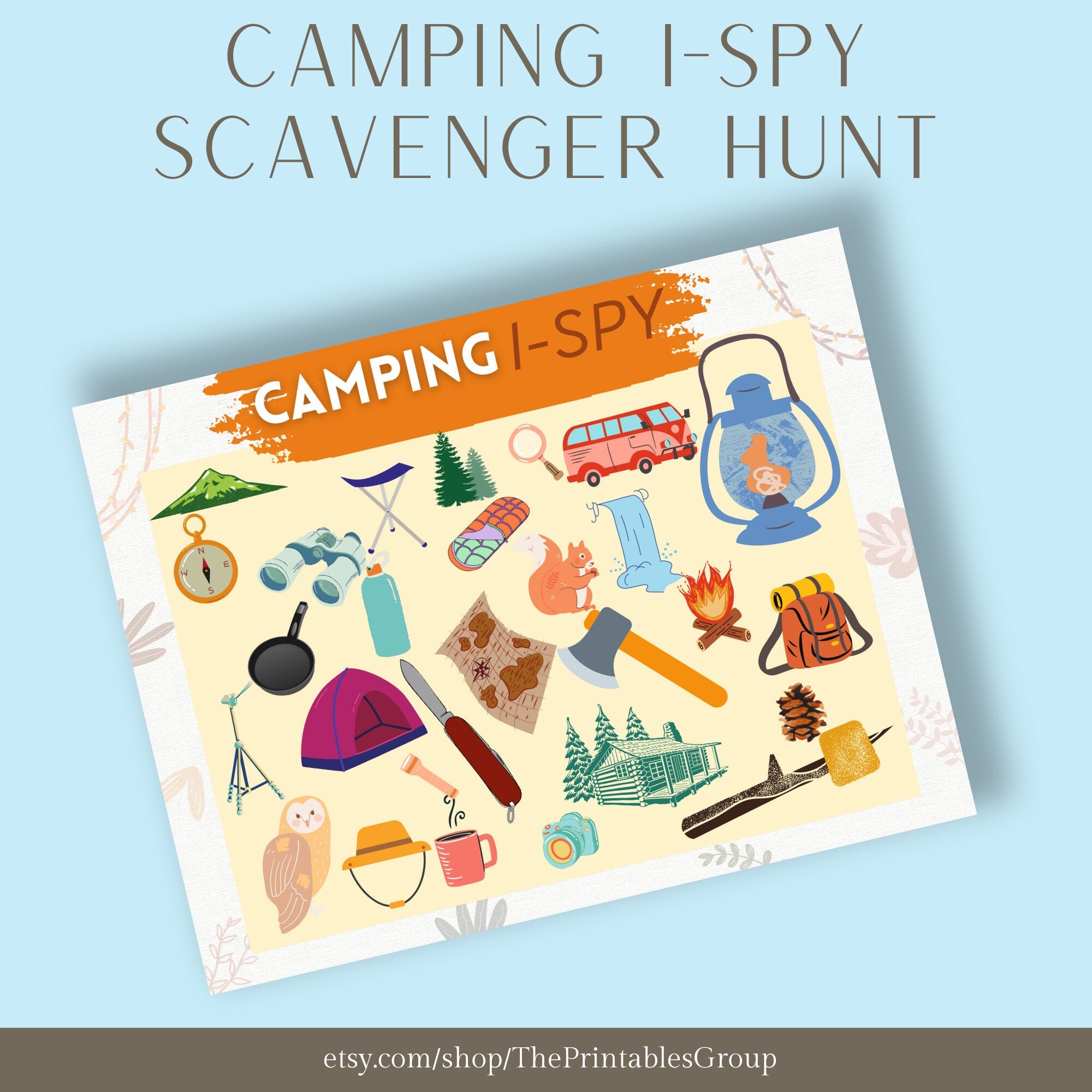 Camping I Spy Scavenger Hunt Printable, Camping Printable Games ...