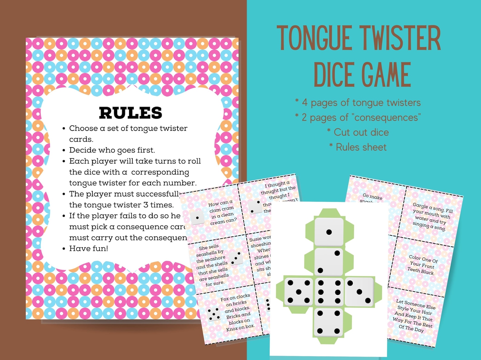 Tongue Twister Printable Activities | Tongue Twister Dice Game for Kids ...