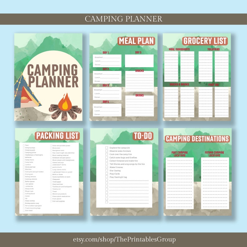 Camping Planner and Games Printable Bundle | Camping Planner | Camping ...