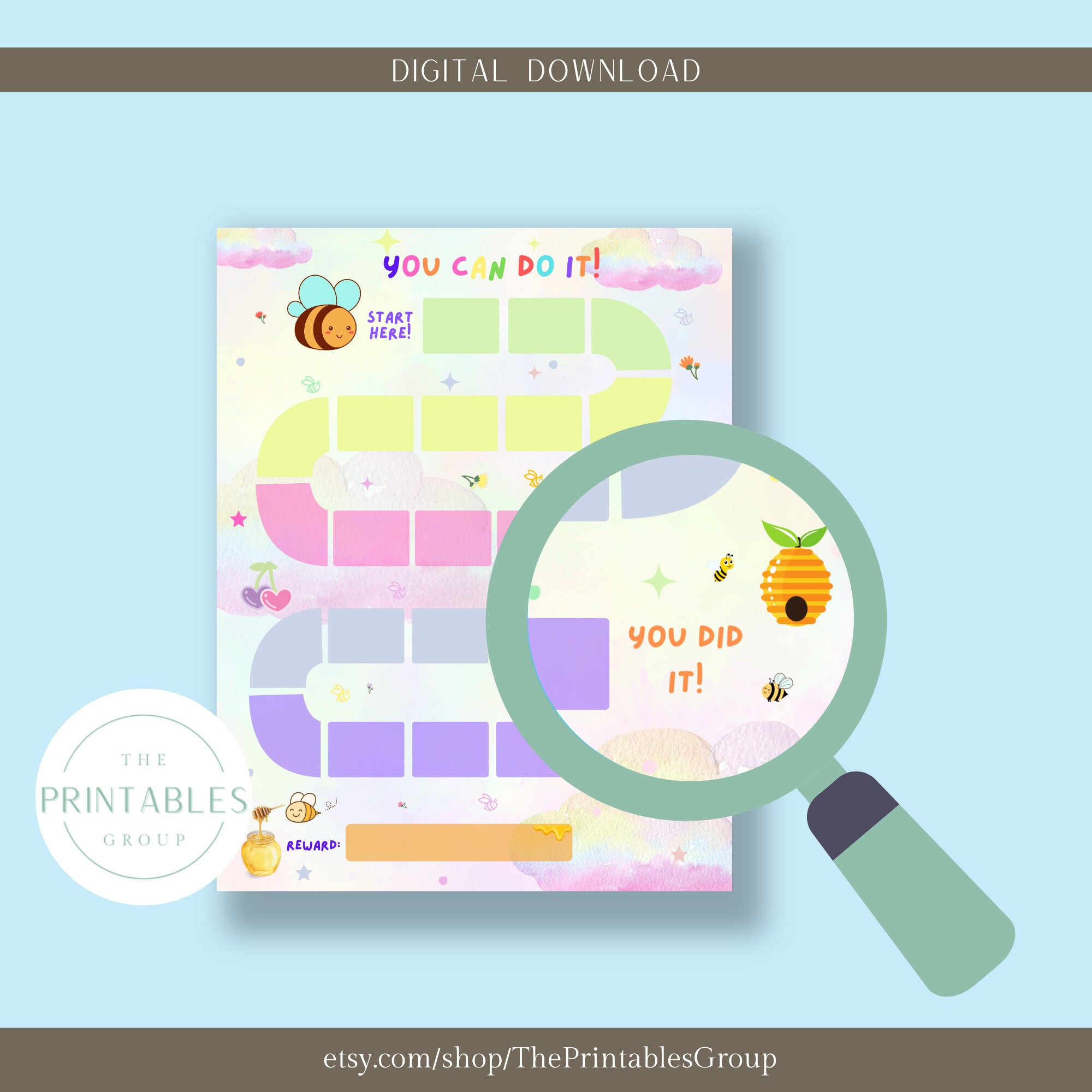Reward Chart Printable, Motivational Chart for Kids, Kids Incentive ...