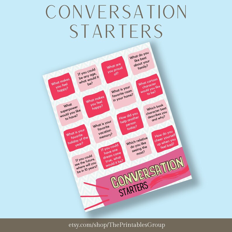 Conversation Starters Printable | Icebreaker Cards | Date Question ...