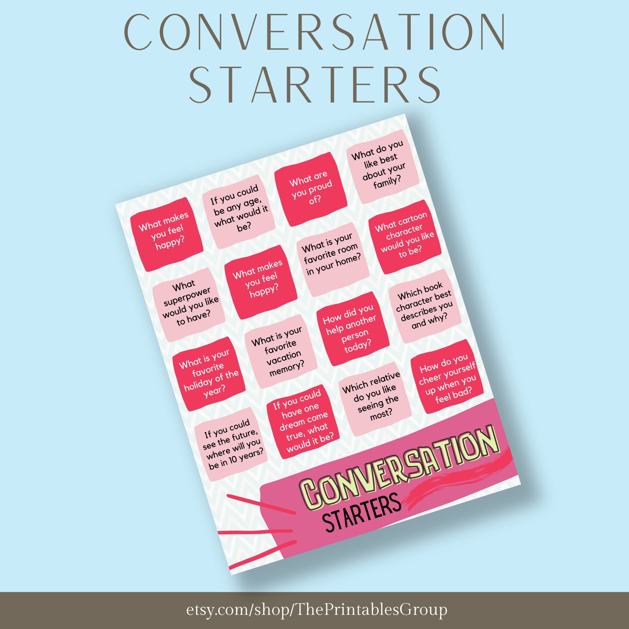 Conversation Starters Printable | Icebreaker Cards | Date Question ...