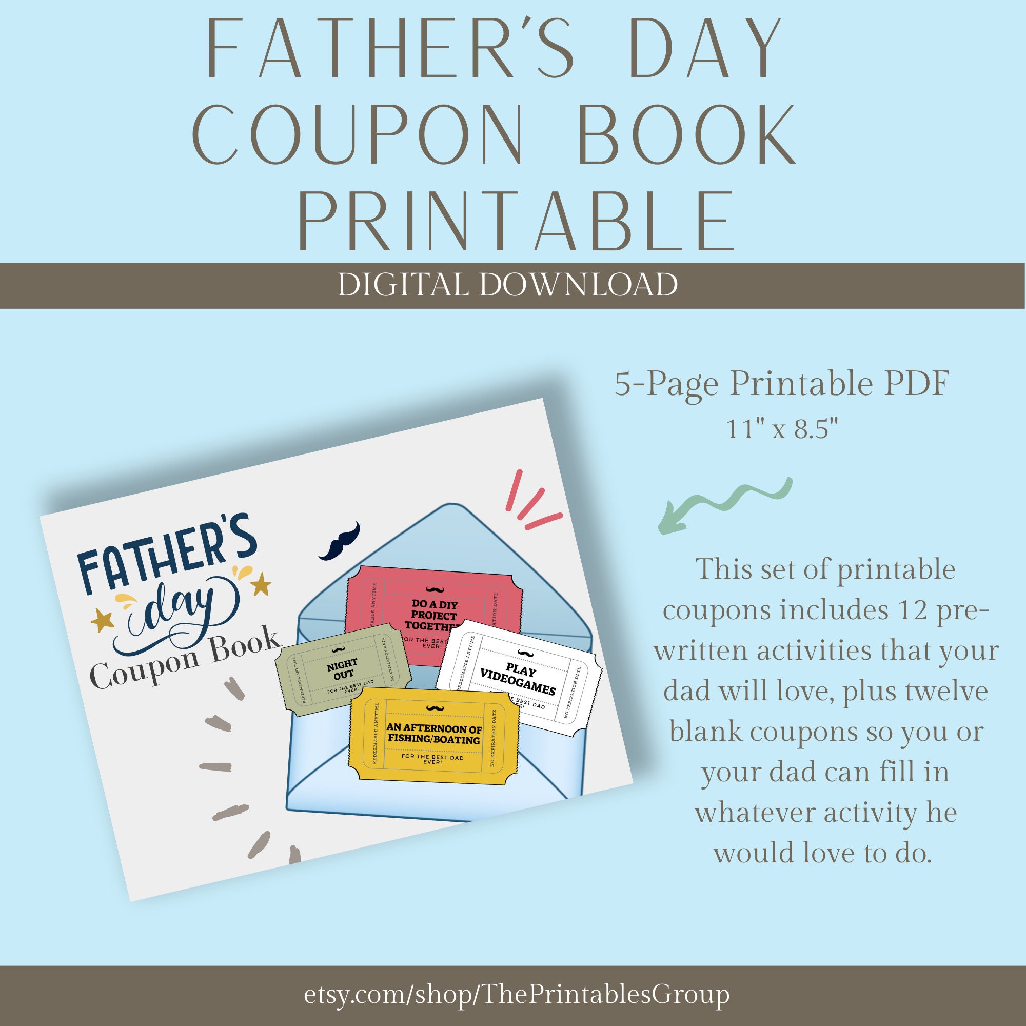 Father’s Day Coupon Book Printable | Fathers Day Coupons | Father’s Day ...