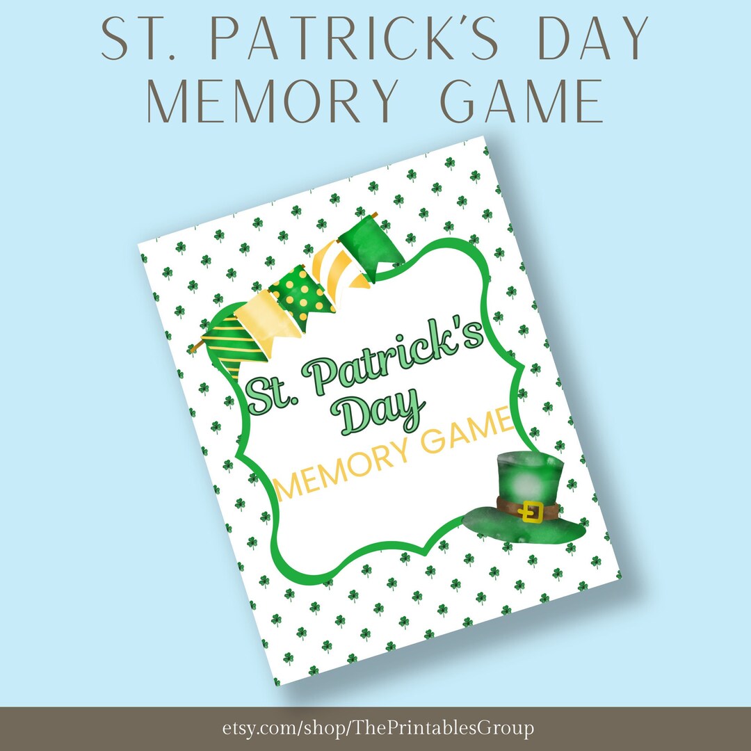 St. Patrick's Day Memory Game Printable, St. Patricks Matching Cards ...