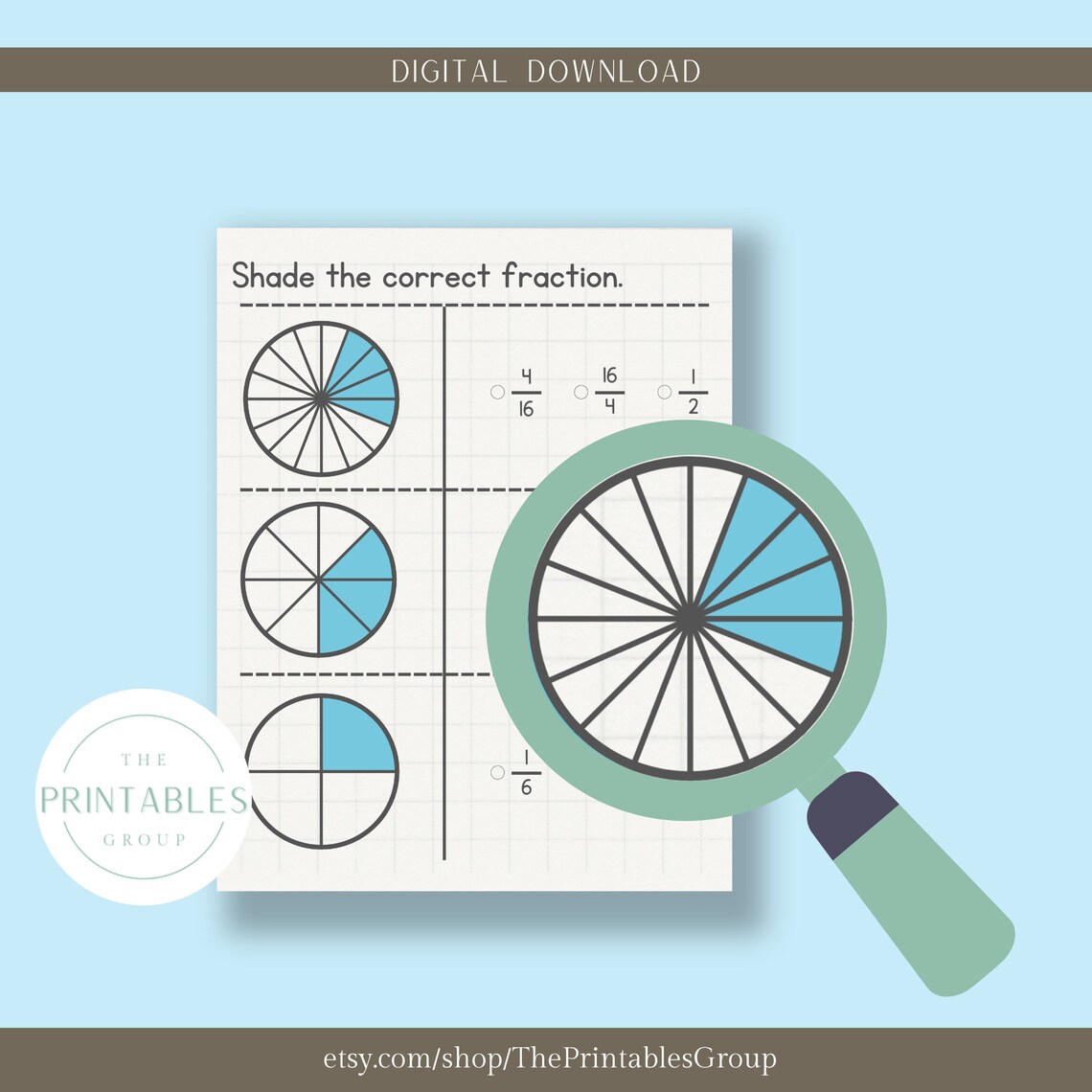 Math Printable Educational and Games Bundle Fraction - Etsy
