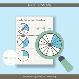 Math Printable Educational and Games Bundle | Fraction Worksheets and ...