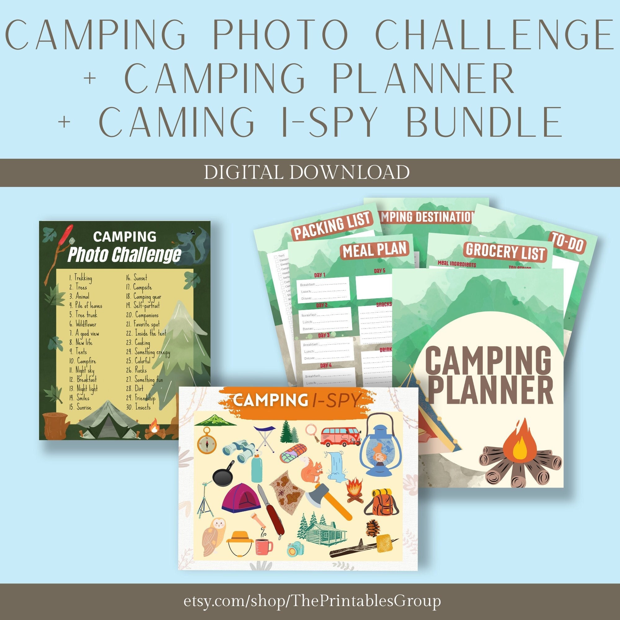 Camping Planner and Games Printable Bundle | Camping Planner | Camping ...