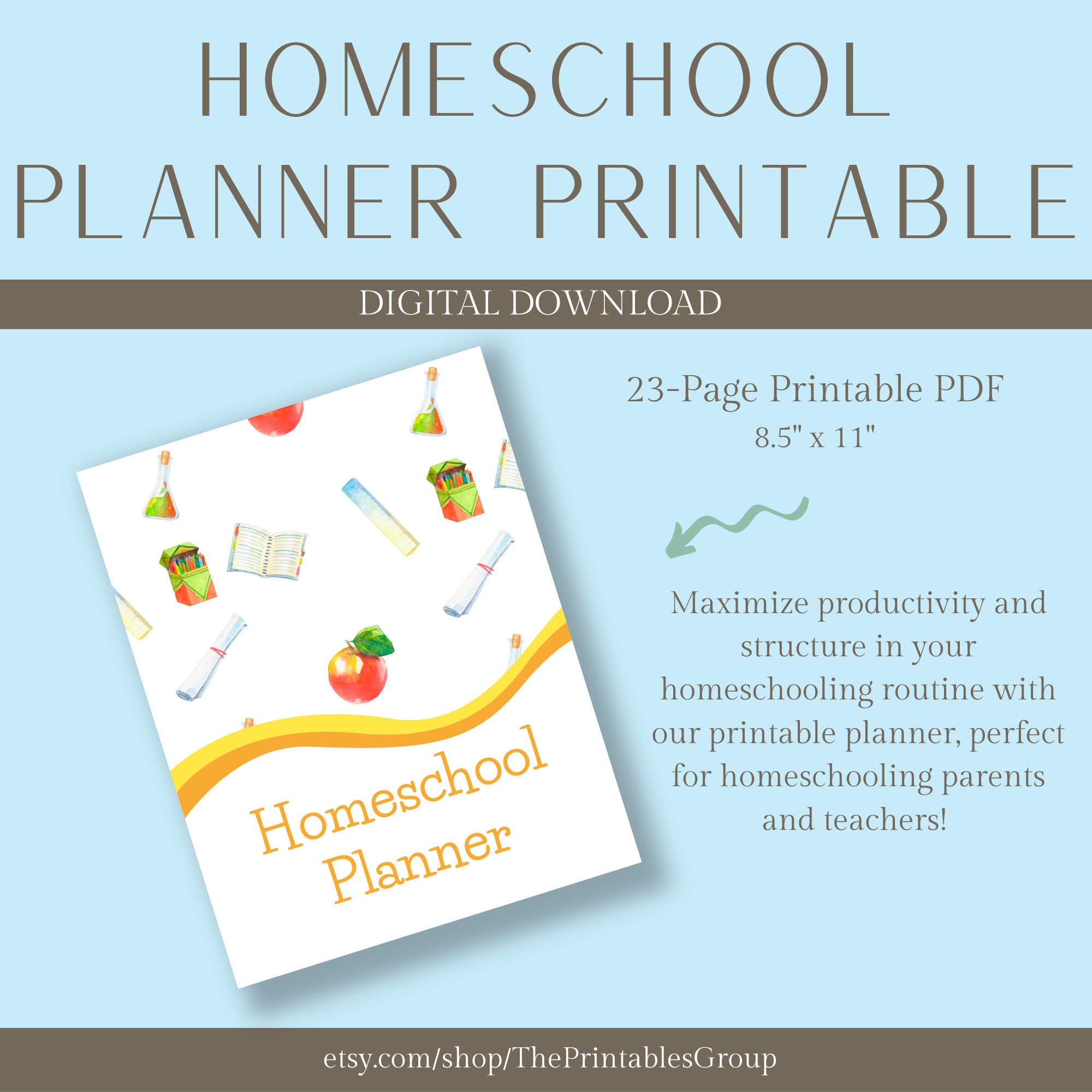 Homeschool Planner Printable | Homeschooling Lesson Plan | Grade Record ...