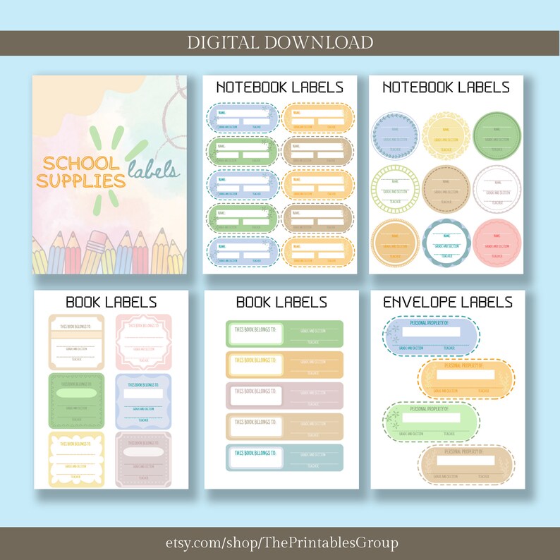 School Supplies Labels Printable | Editable Student Labels | Printable ...