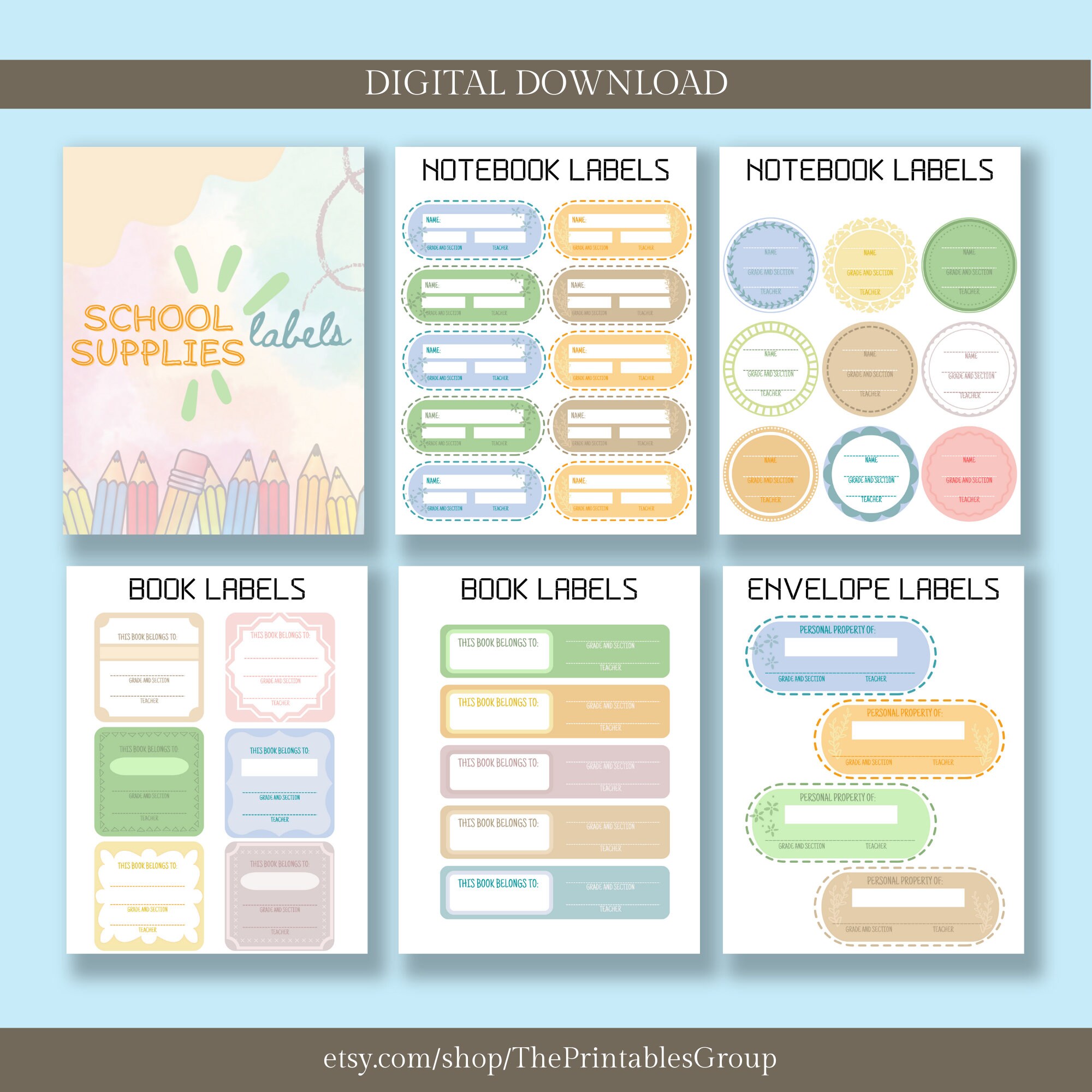 School Supplies Labels Printable | Editable Student Labels | Printable ...