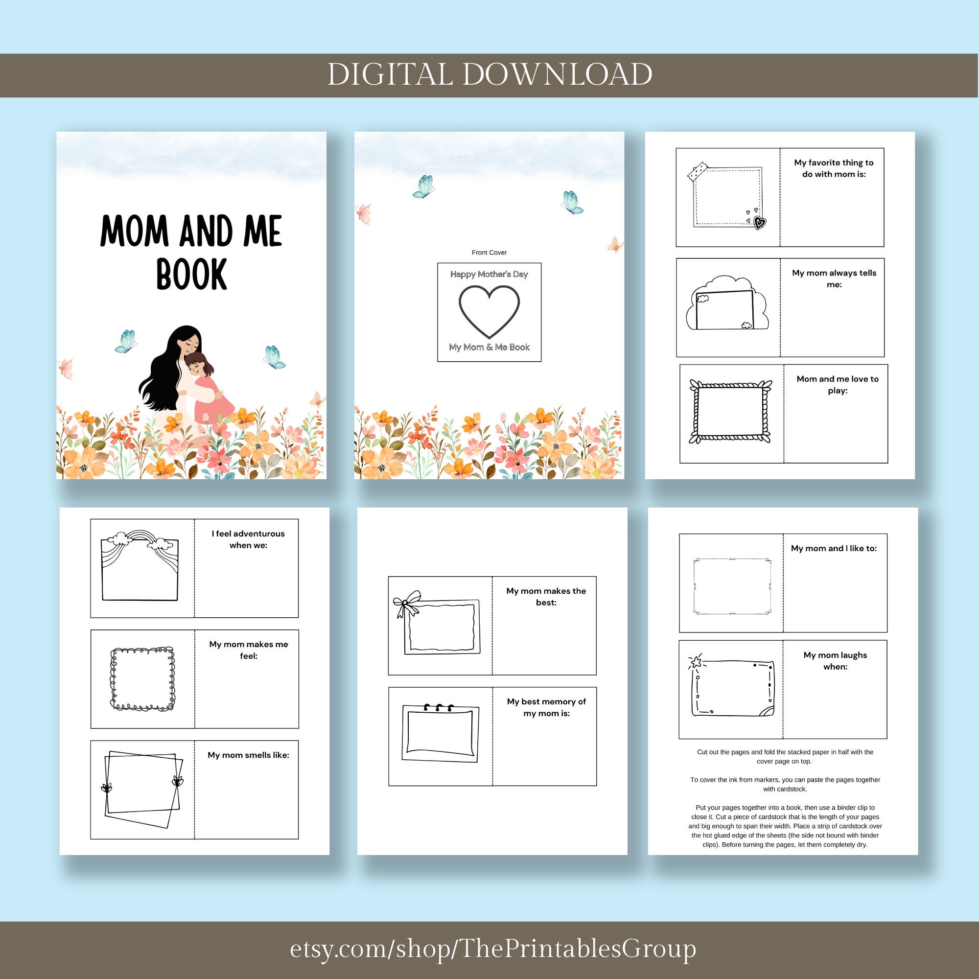 My Mom & Me Book Printable, Mom Memory Keepsake Journal, Mother ...