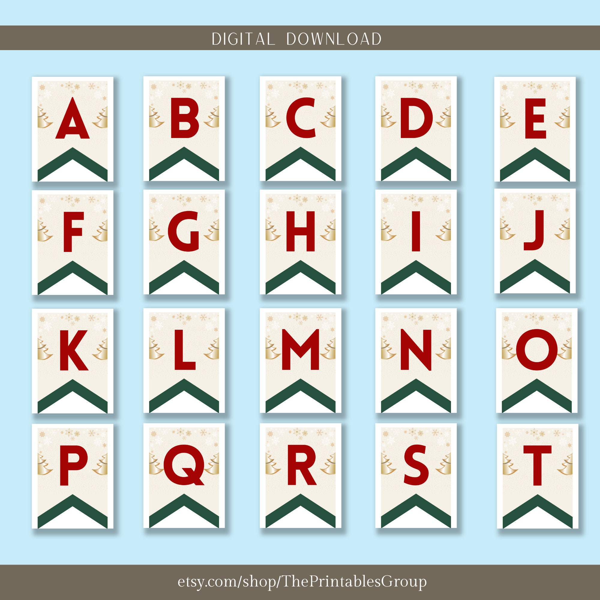 Christmas Alphabet Banner Printable, A-Z Full Alphabet Banners, Bunting ...