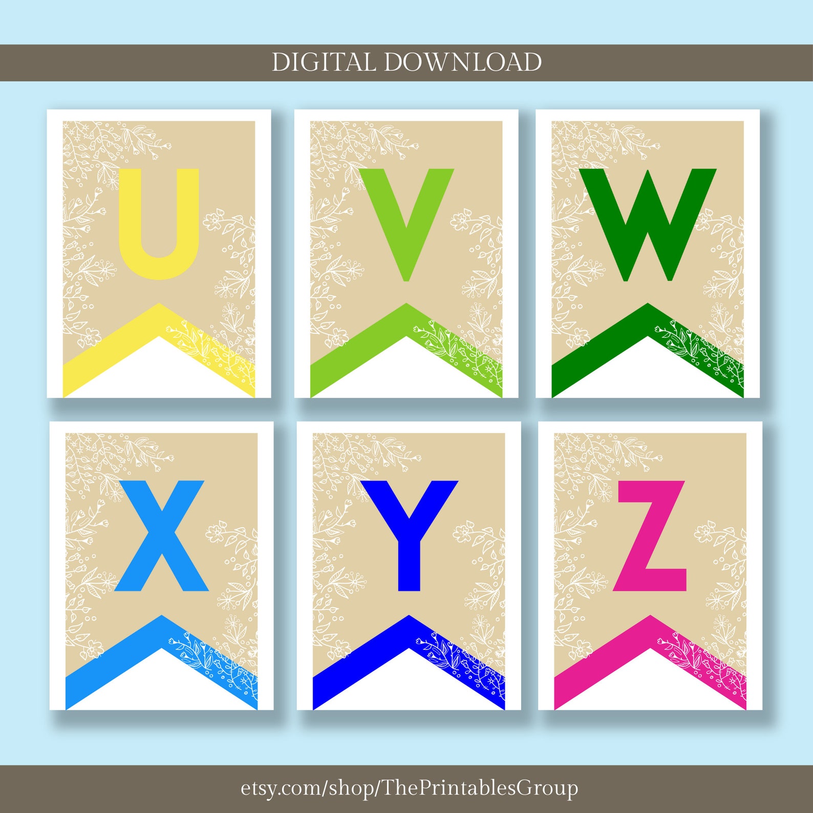 Alphabet Banner Printable, A-Z Rainbow Buntings, ABC Cards Letter Flags ...