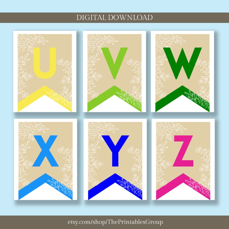 Alphabet Banner Printable, A-Z Rainbow Buntings, ABC Cards Letter Flags ...