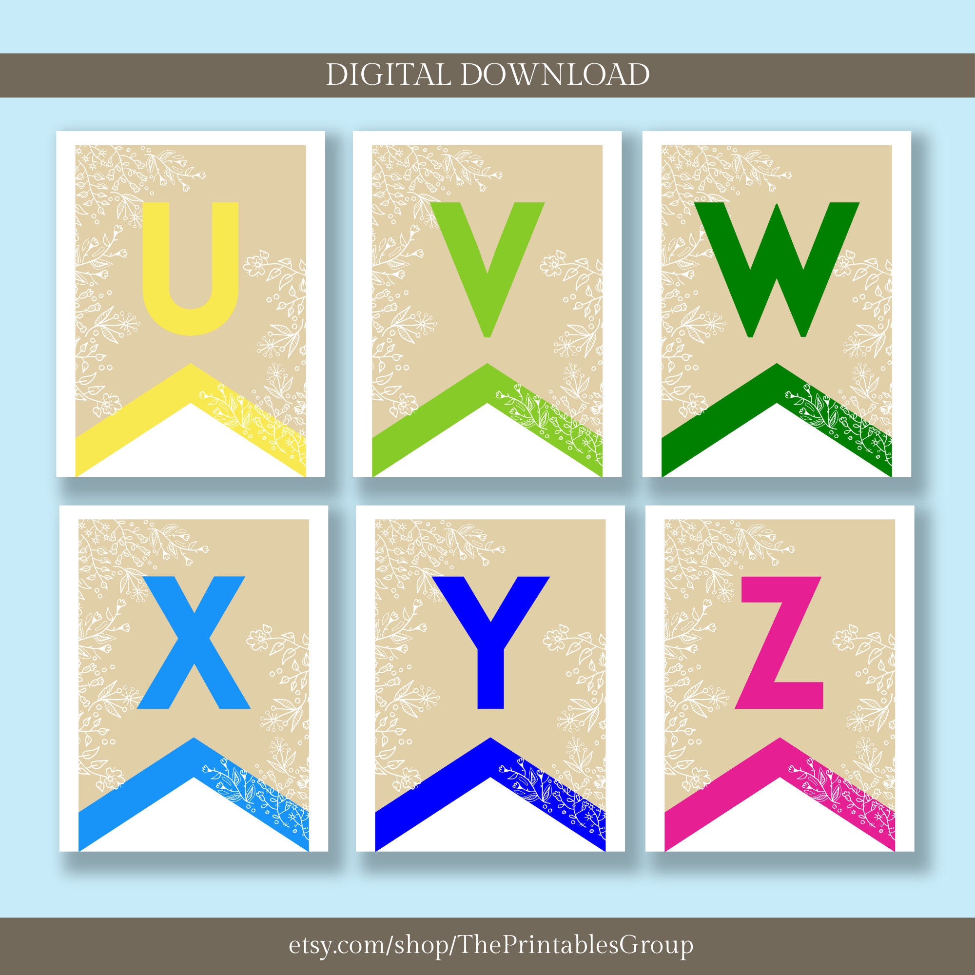 Alphabet Banner Printable, A-Z Rainbow Buntings, ABC Cards Letter Flags ...