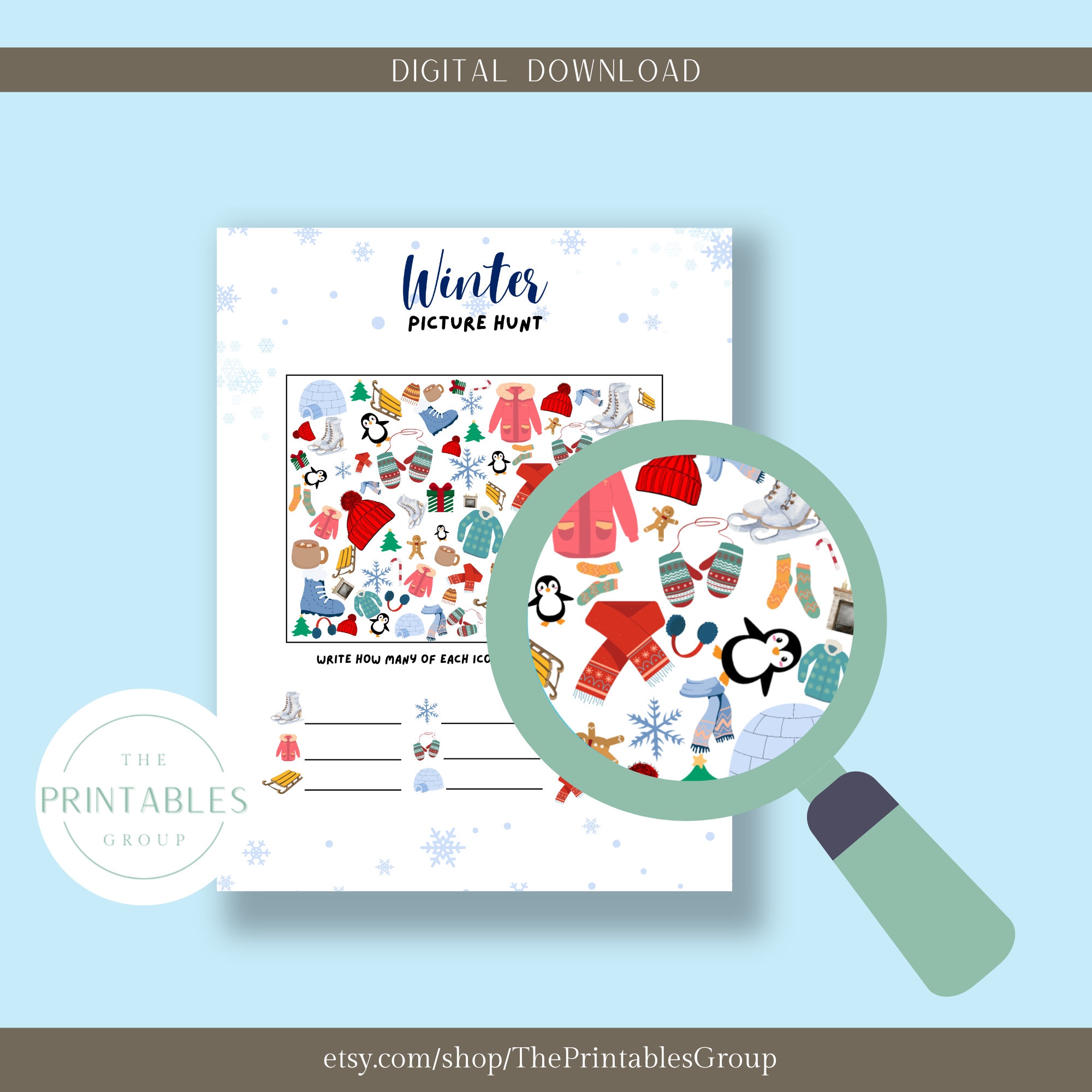 Winter Game Pack Printable | Kids Winter Themed Games Set | Printable ...