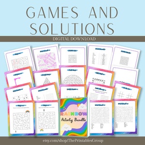 Rainbow Themed Activity Bundle Printable | 15 Fun Puzzles & Games ...