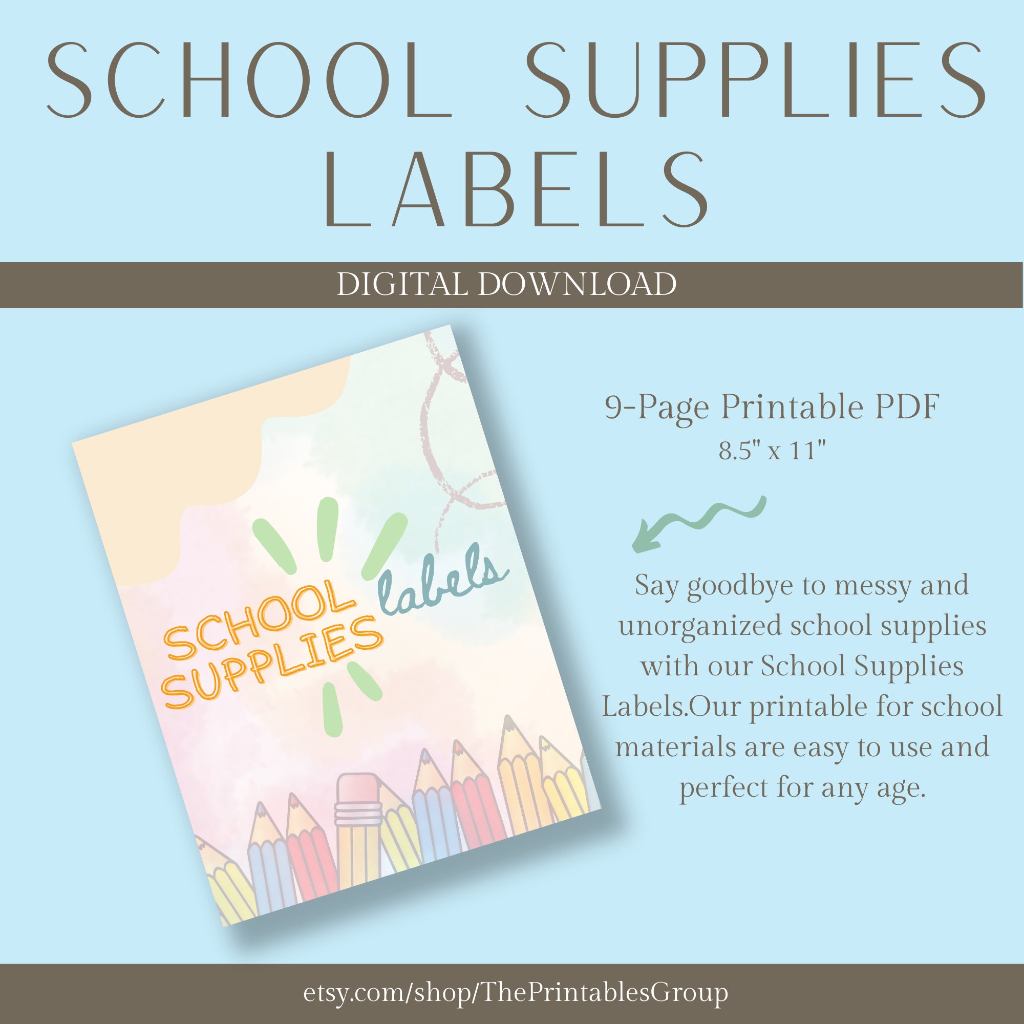 School Supplies Labels Printable Editable Student Labels Printable Kids ...