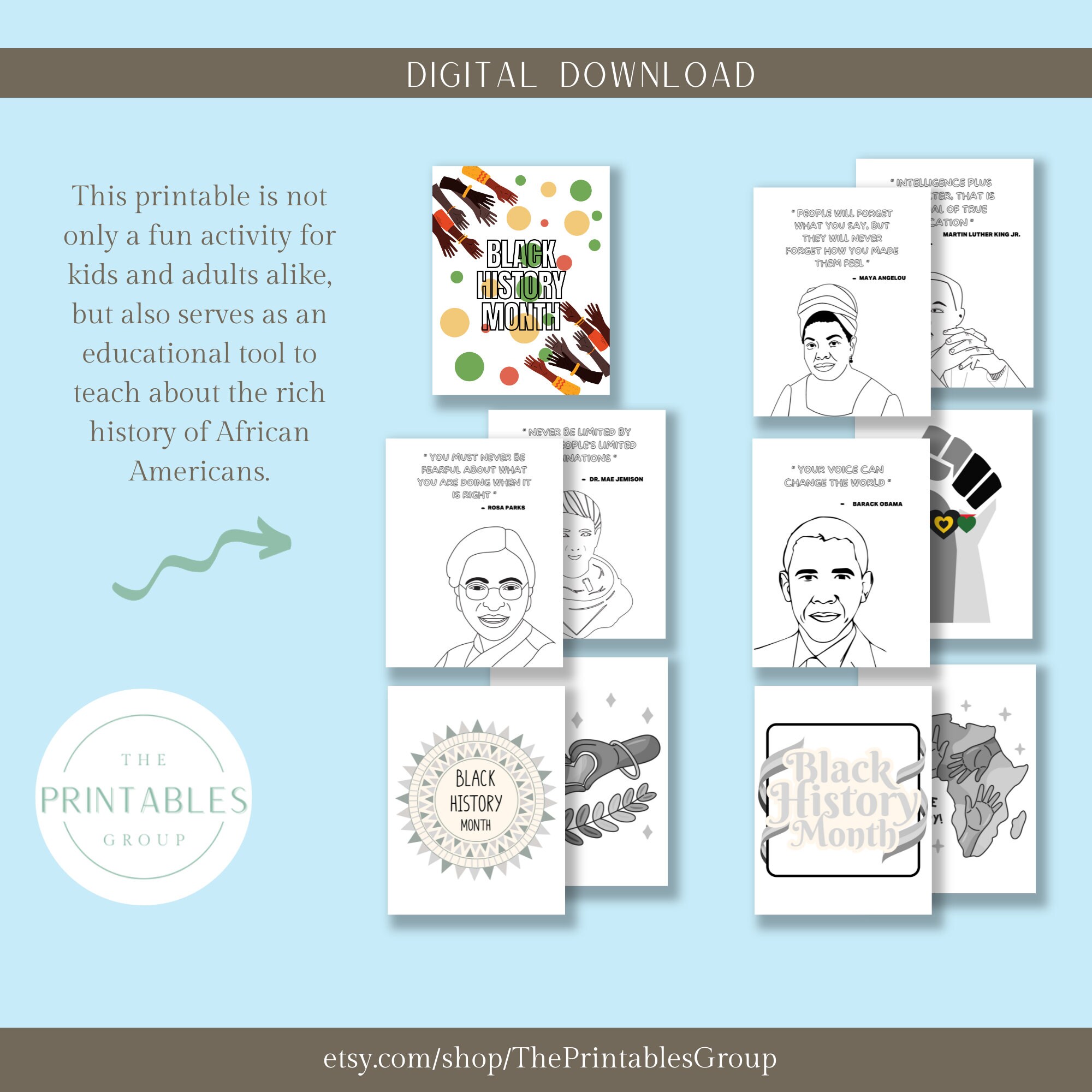 Black History Month Printable | African American Coloring Sheets ...