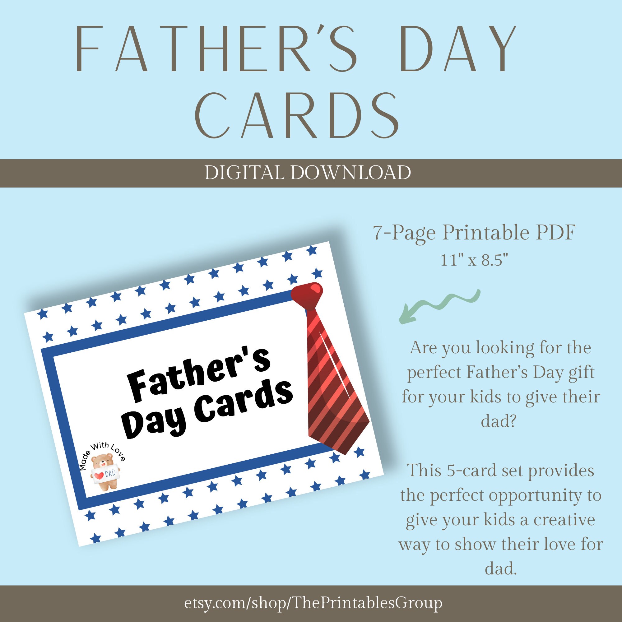 Father's Day Cards Printable | Set of 5 Drawing Cards | Dad Greeting ...