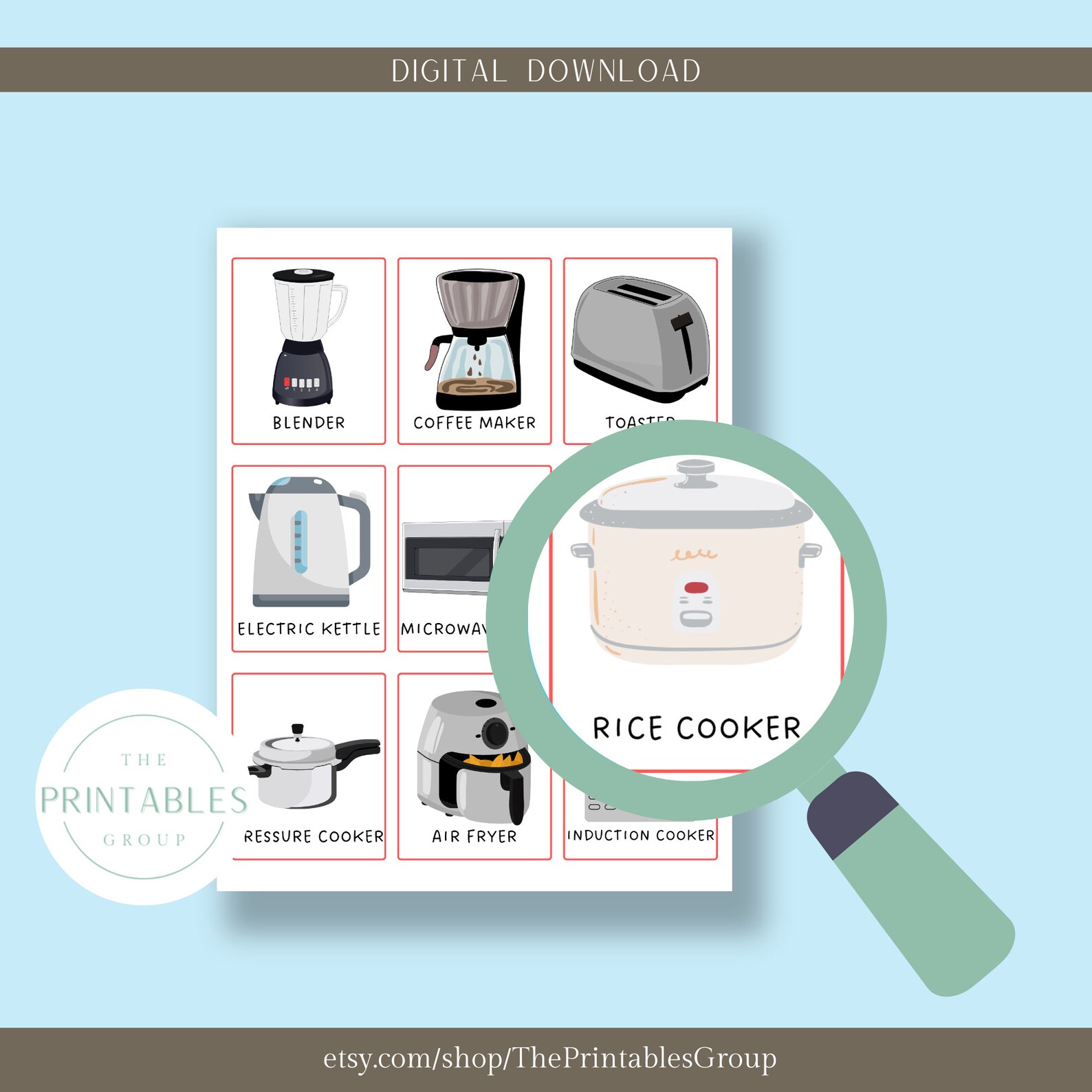 Kitchen Flashcards Printable | Cooking Tools Printable Flashcards ...