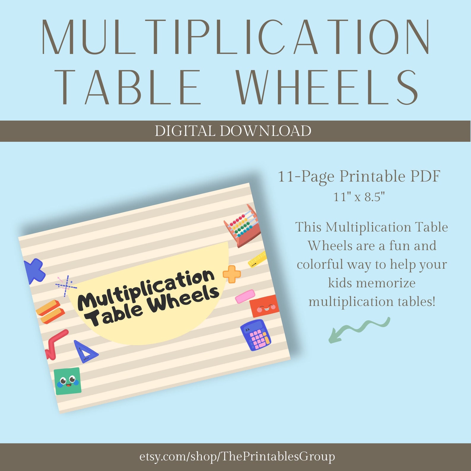 Multiplication Table Wheels Printable Times Table 1-10 - Etsy
