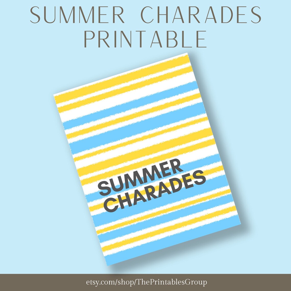 Summer Charades Printable Bundle, Printable Charades for Kids and ...