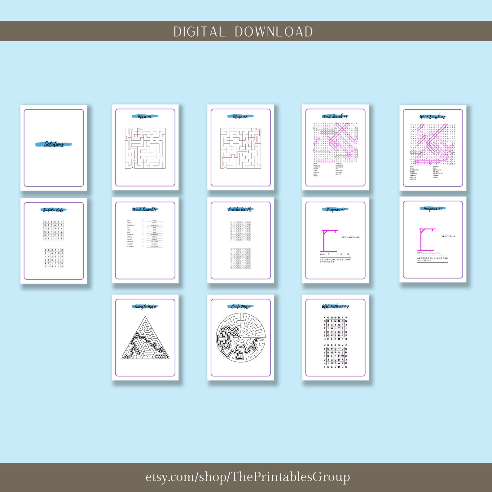 Rainbow Themed Activity Bundle Printable | 15 Fun Puzzles & Games ...