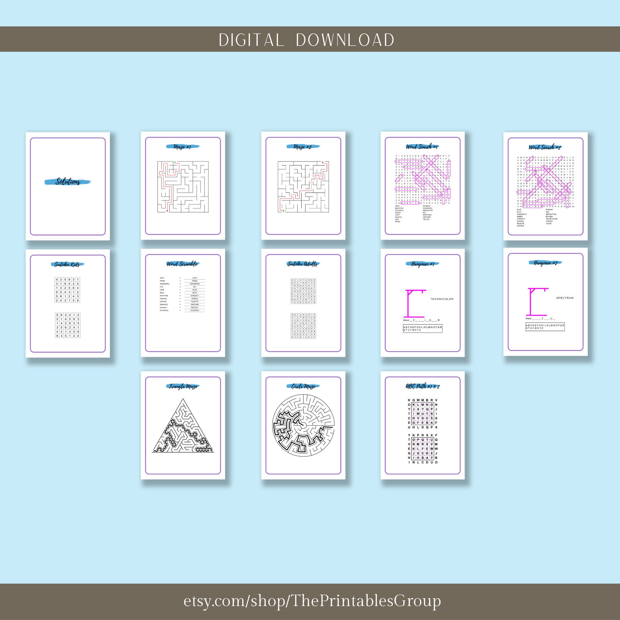 Rainbow Themed Activity Bundle Printable | 15 Fun Puzzles & Games ...