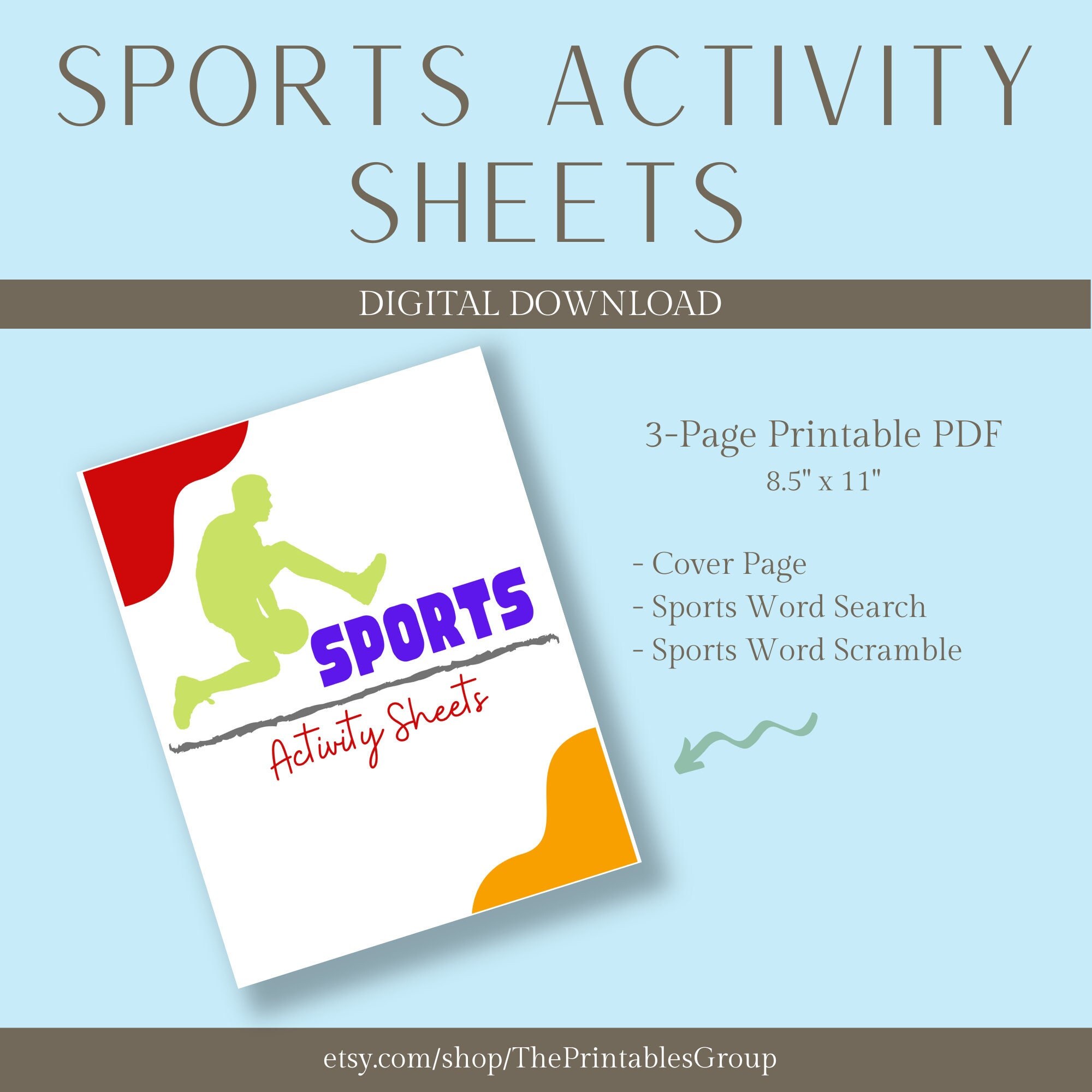 Sports Activity Sheets | Sports Activity Pages for Kids | Sports Themed ...